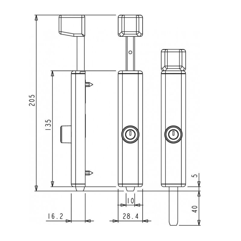 GIESSE Kantenriegel Schubriegel Länge= 160mm Bolzen Ø 10mm Abschließb ...