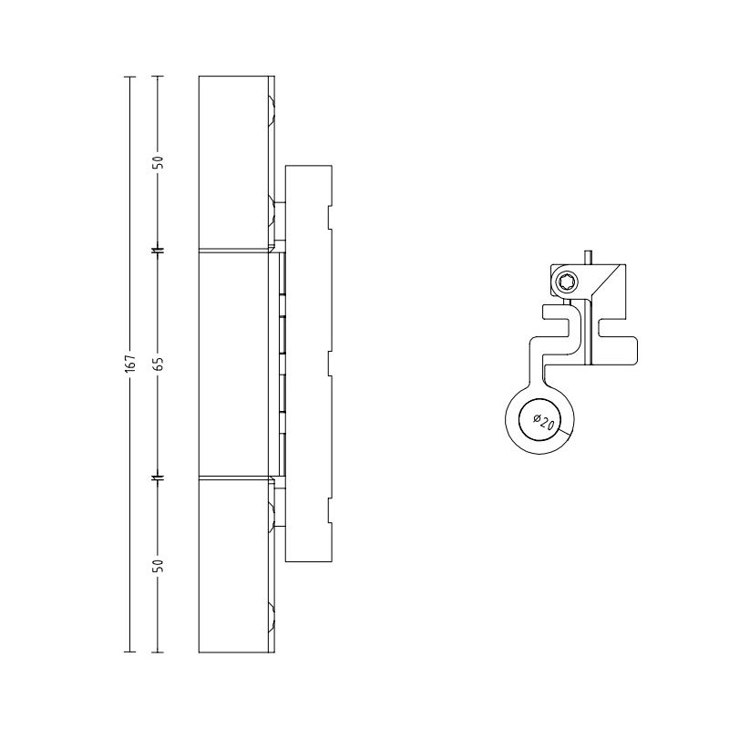 WICONA Rollenband 3-teilig Edelstahl Länge 167mm FachP3152, 304,59